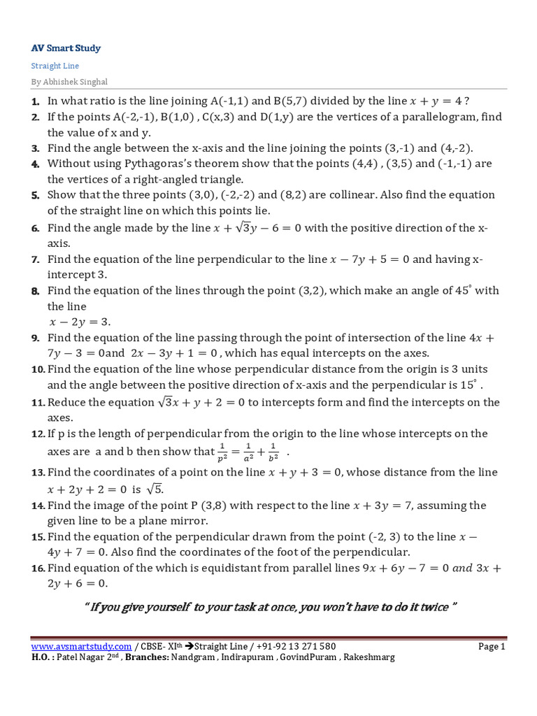 Straight Line Geometry Problems | PDF