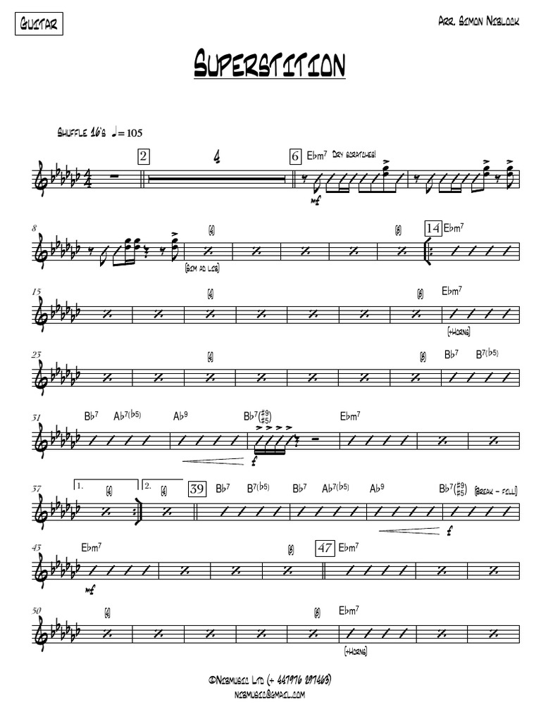 Superstition Guitar Tab Arrangement | PDF