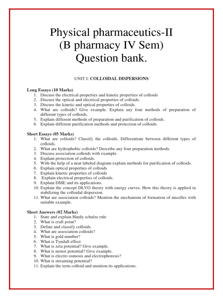 QB Physical-Pharmaceutics-2 KBP | PDF | Emulsion | Physical Chemistry
