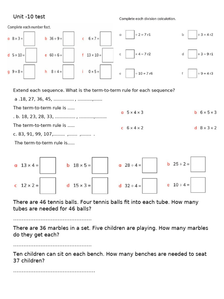 math test unit 10 | PDF