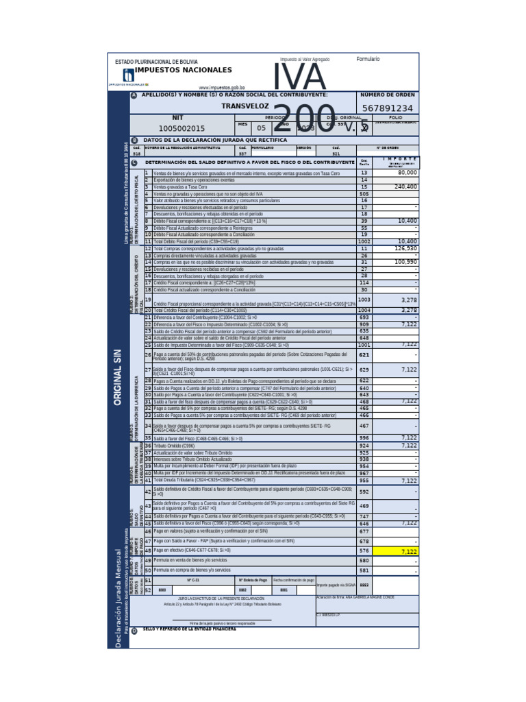 Practica N 8 FORMULARIO 200 | PDF | Impuesto al valor agregado | Impuestos