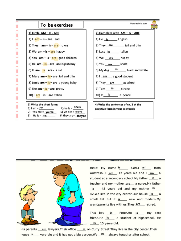 Verb To Be - Exercises | PDF