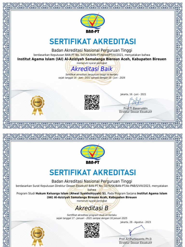 Sertifikat Kampus Dan Akreditas 2024 | PDF