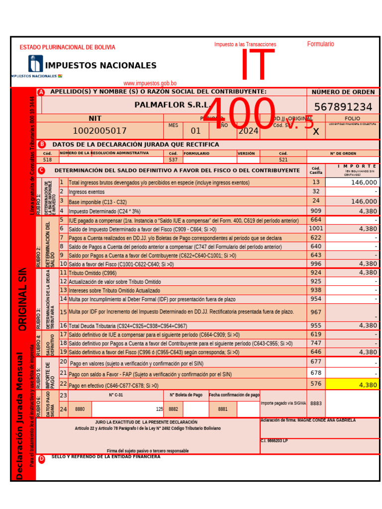 Practica N 14 Formulario 400 | PDF | Impuestos | Economía pública