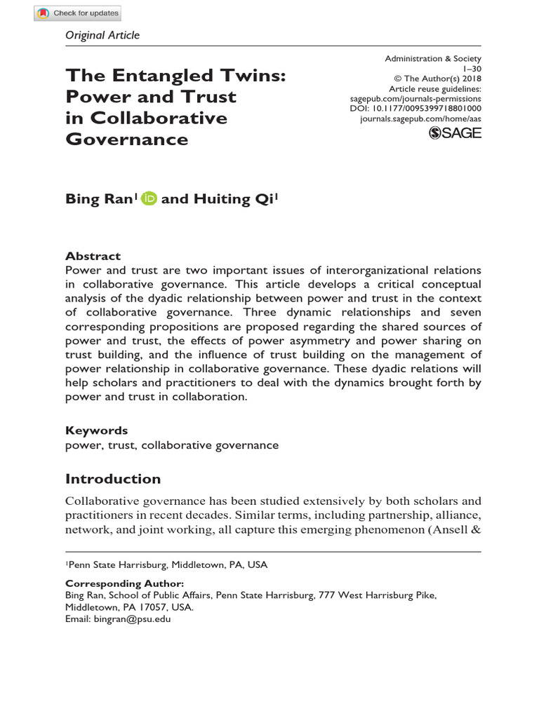 Coll Gov Bing Ran 2018 | PDF | Power (Social And Political) | Governance