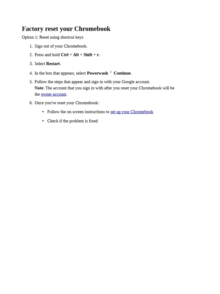 Factory Reset Your Chromebook Pdf
