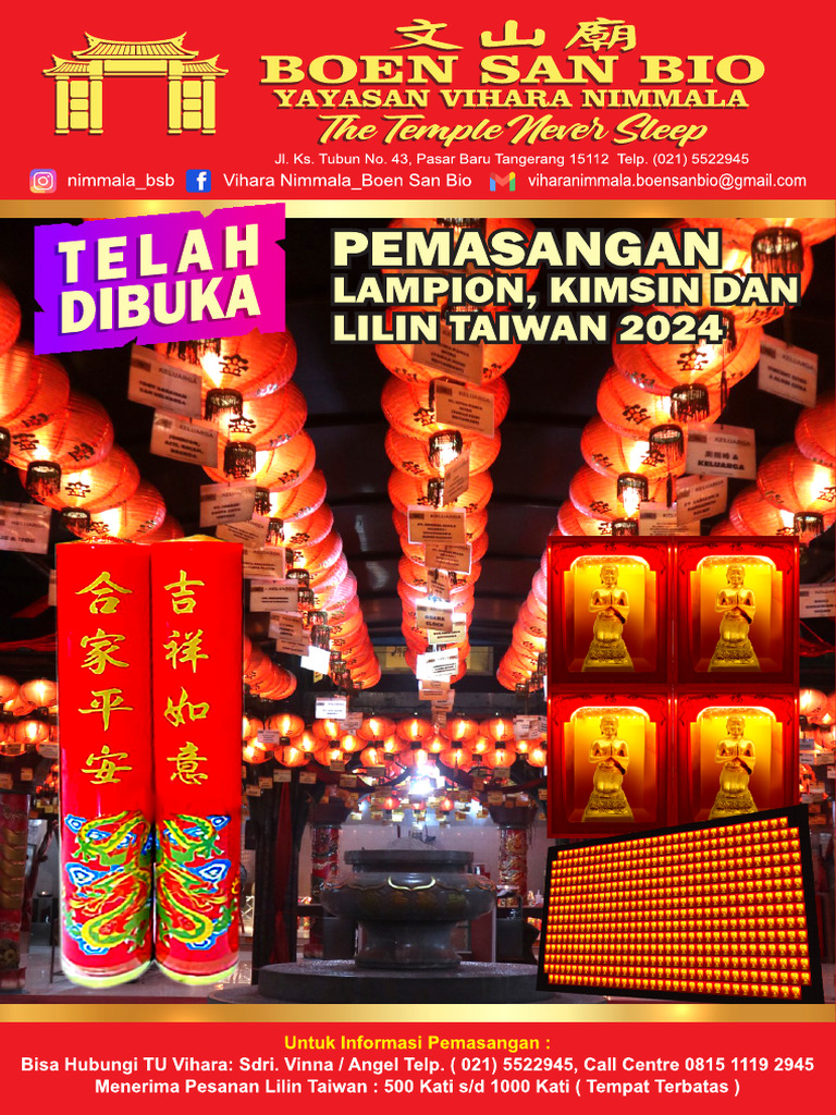 Boen San Bio Telah Di Buka Pemasangan Lampion 2024 | PDF