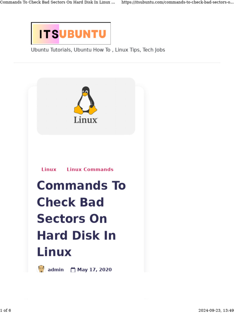 Commands To Check Bad Sectors On Hard Disk in Linux - Technology News Information & Jobs | PDF ...