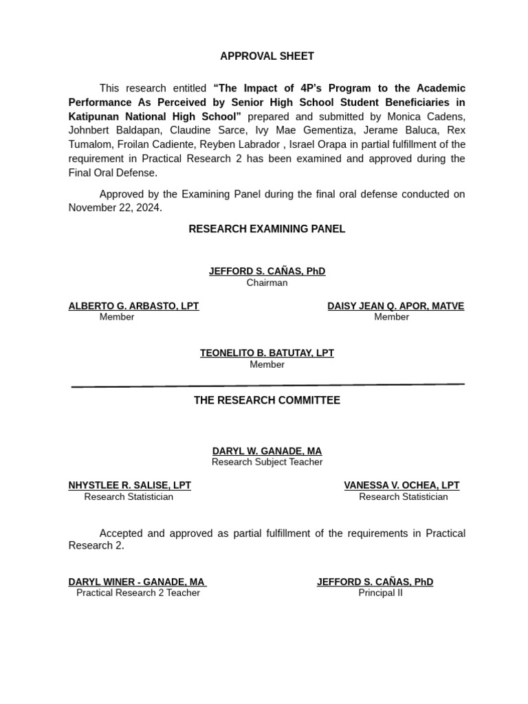 Approval Sheet | PDF