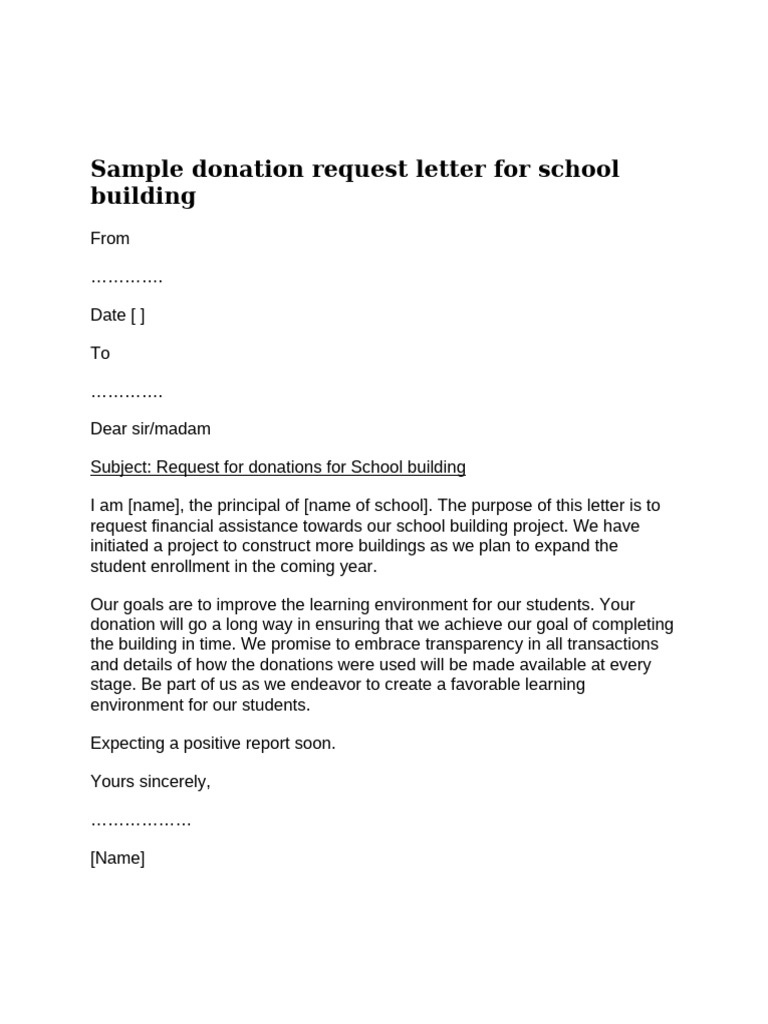 School Building Donation Request Letter | PDF