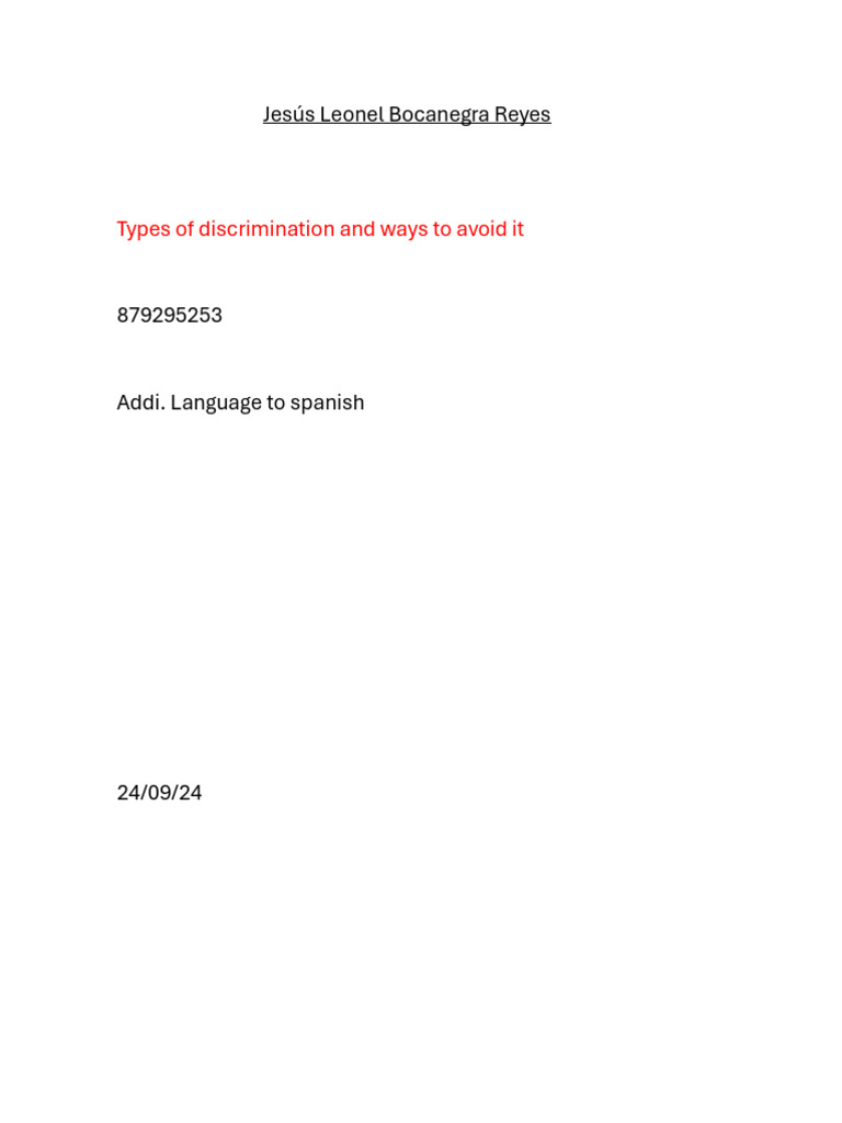 Discrimination and Types | PDF | Discrimination | Disability