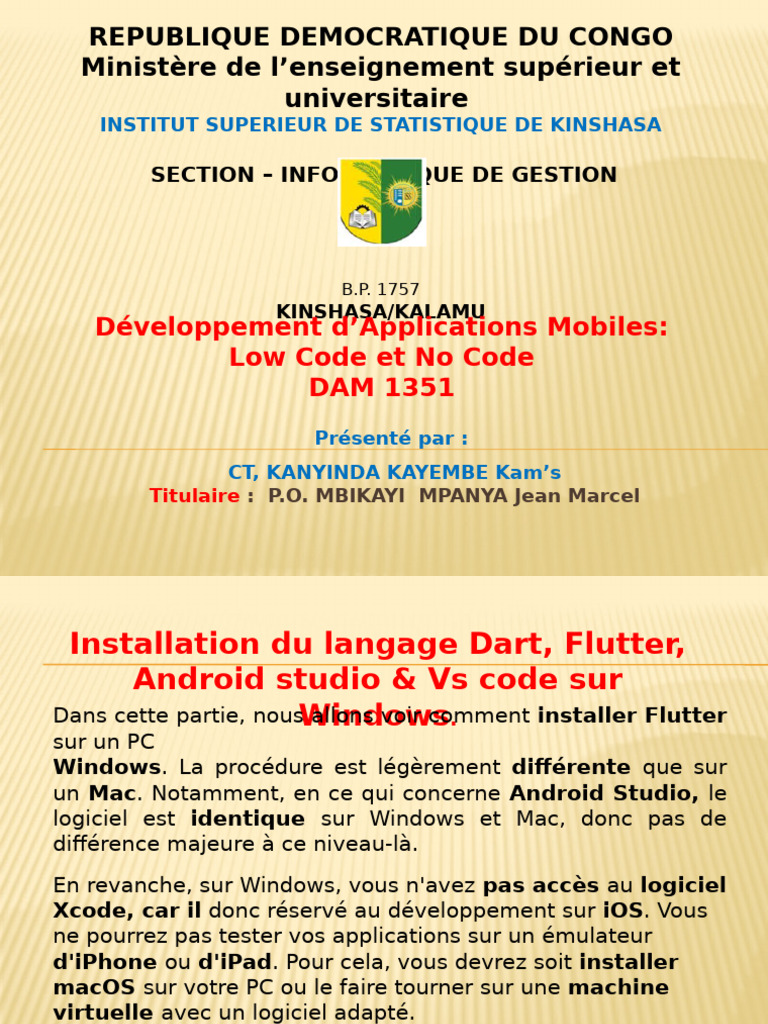 Installation Flutter, Dart & Android Studio | PDF | Android (Système d'exploitation) | Microsoft ...