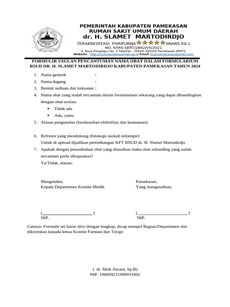 Form Pengajuan Obat Formularium | PDF