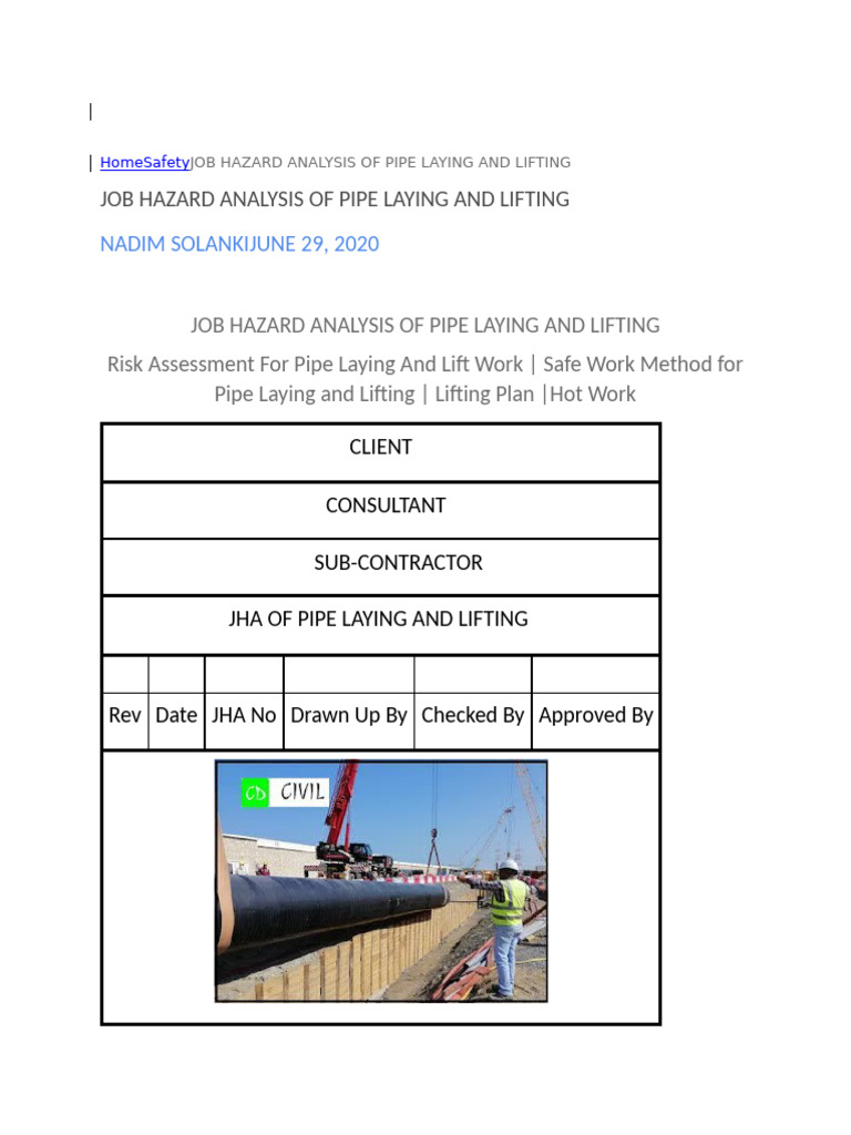 Loading, Unloading and Erection of Pipe | PDF | Crane (Machine) | Safety