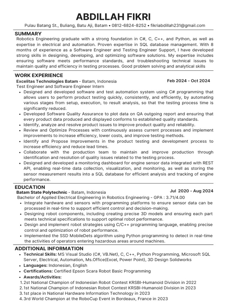 CV-Abdillah Fikri (Calon Pak Kris) | PDF | Quality Assurance | Software