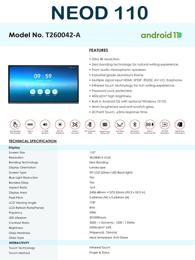 110 Inch Ifpd | PDF | Liquid Crystal Display | Display Resolution