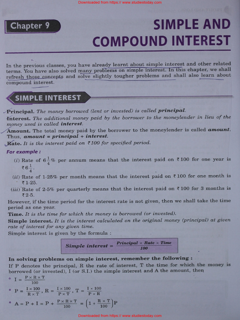 ICSE Class 8 Maths Chapter 09 Simple and Compound Interest | PDF