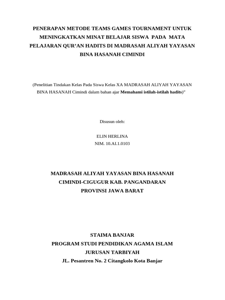 CONTOH LAPORAN PTK COPY 1 | PDF