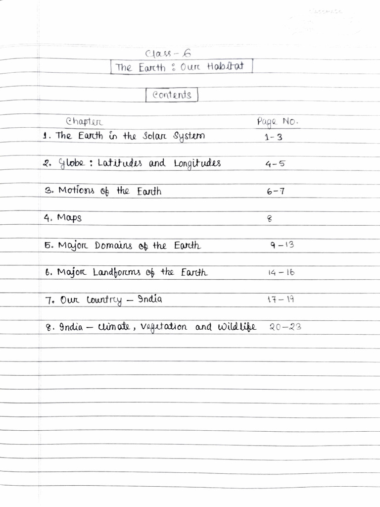 NCERT Geography Class 6 Summary | PDF | Plateau | Astronomy