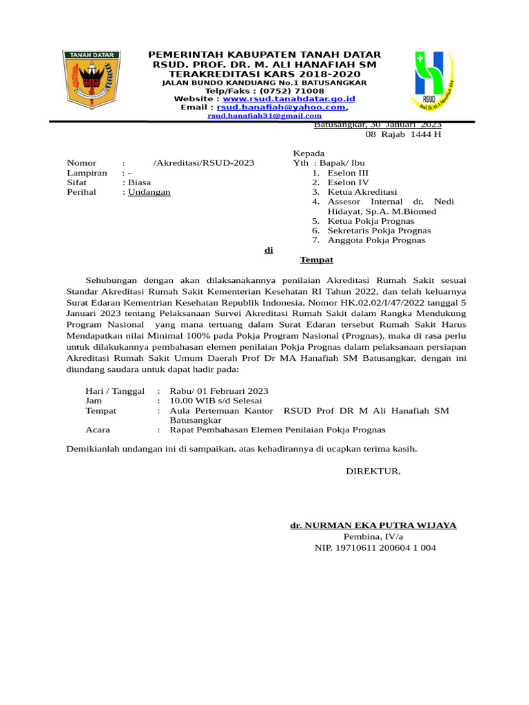 Undangan Rapat Pokja Prognas | PDF