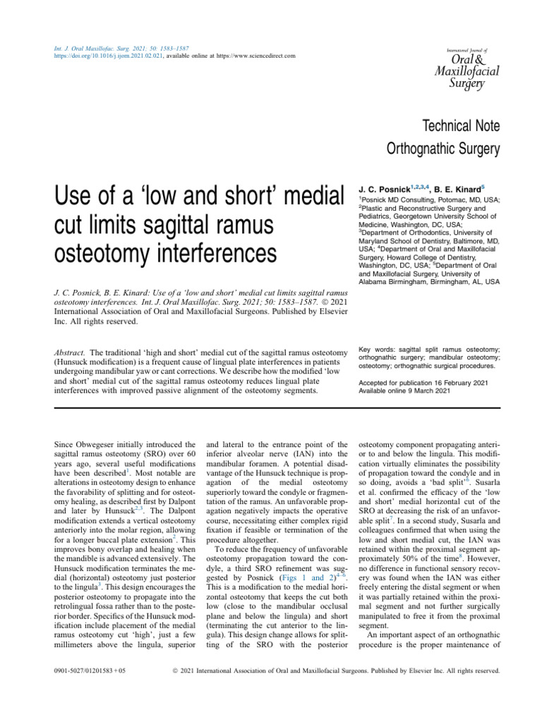 2021 - Use of a ‘low and short’ medial cut limits sagittal ramus ...
