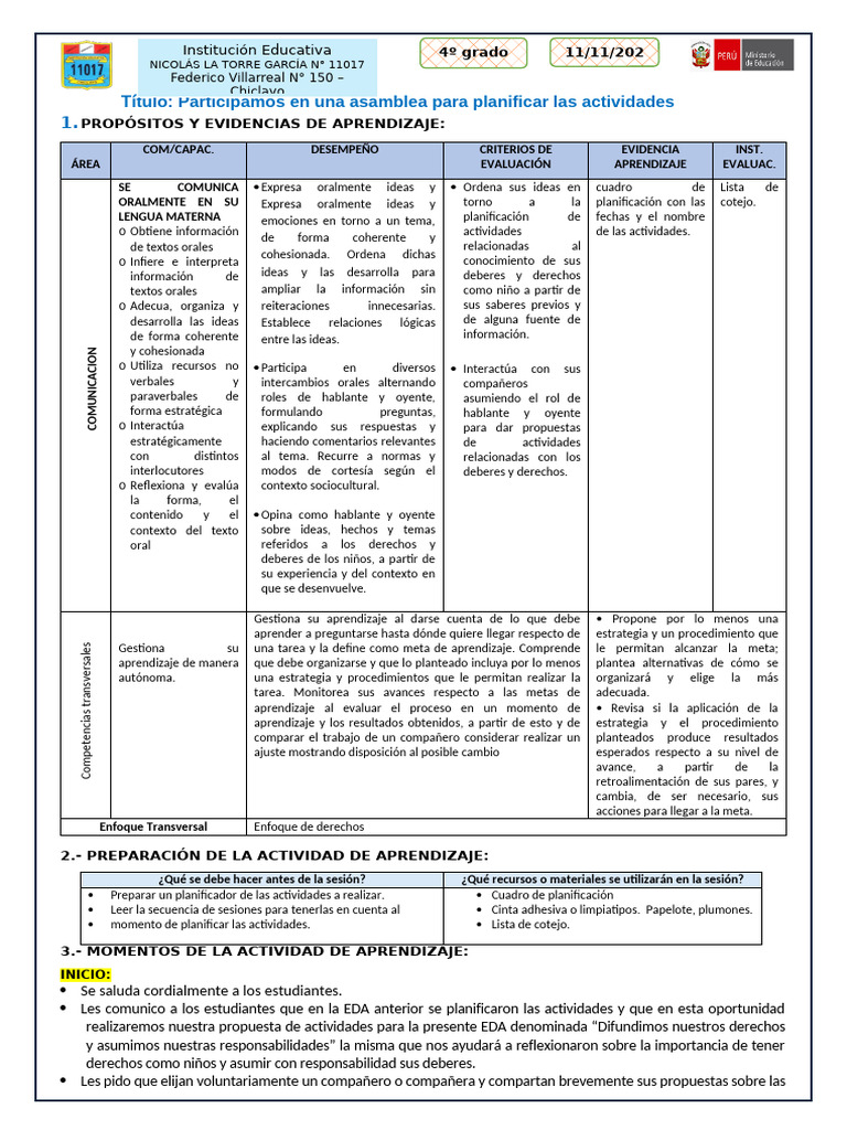SEM 34 - Dìa 1 - COM | PDF | Aprendizaje | Evaluación