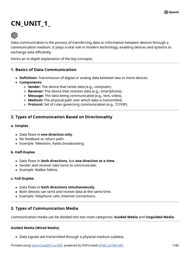 CN Unit 1 | PDF | Computer Network | Osi Model