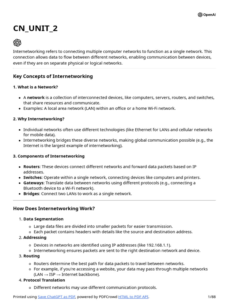 CN Unit 2 | PDF | Computer Network | I Pv6