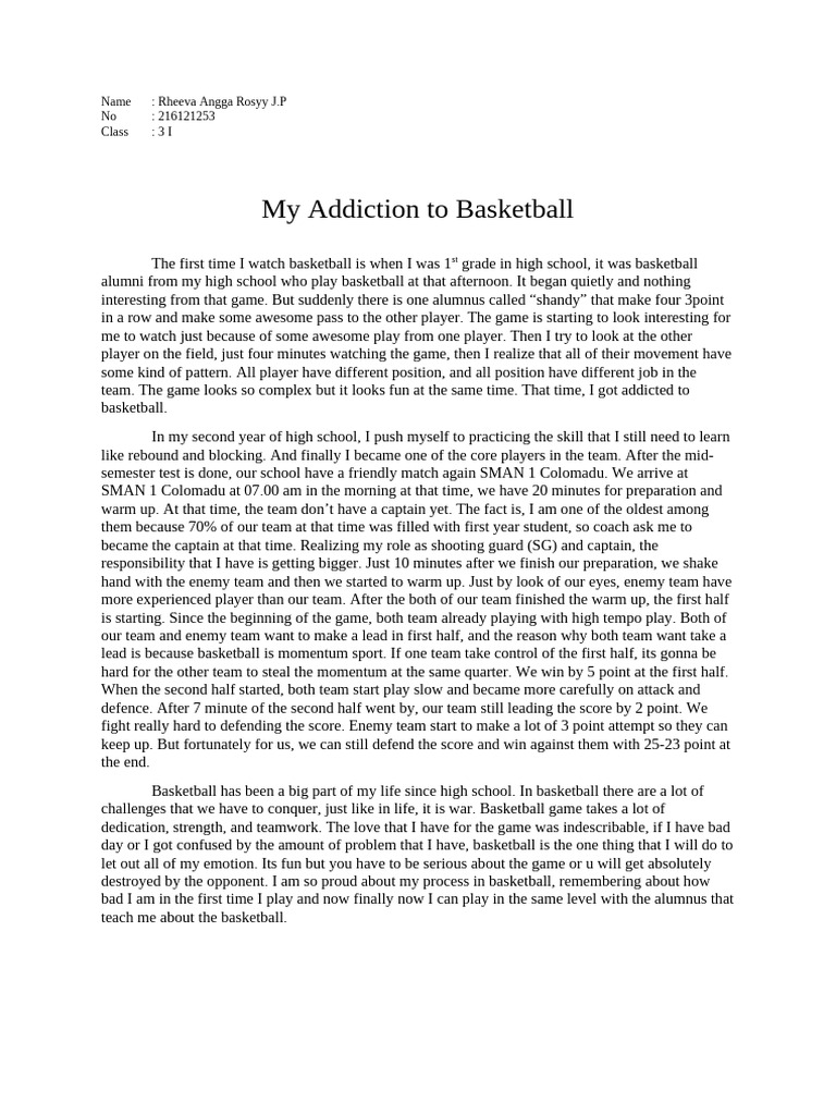 My Addiction to Basketball | PDF