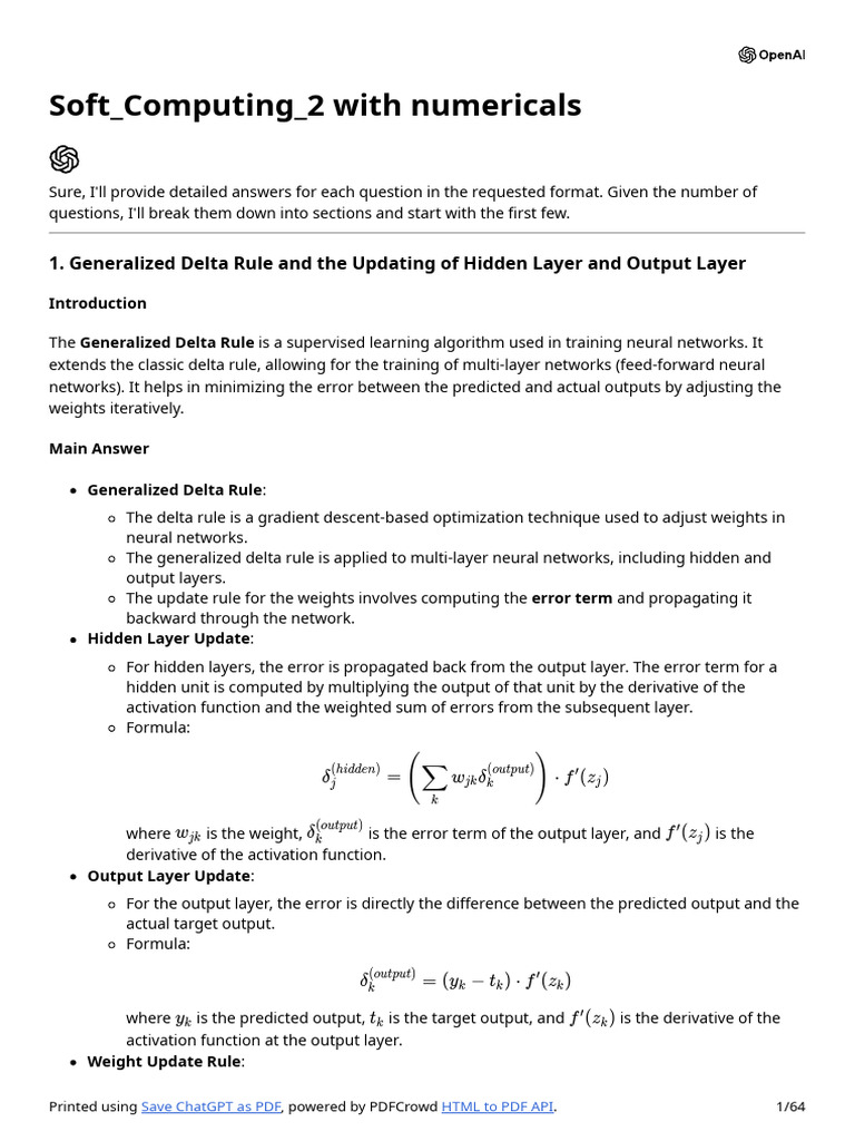 Soft - Computing - 2 With Numericals | PDF | Artificial Neural Network | Cognitive Science