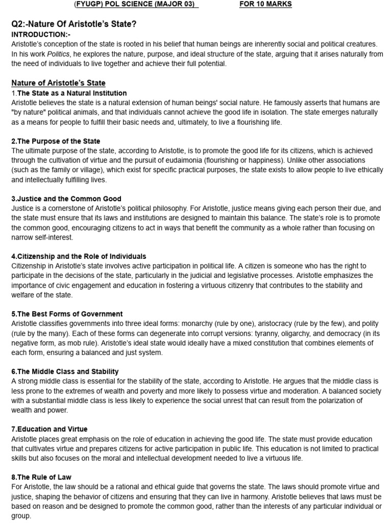 Aristotle's Ideal State Explained | PDF | Applied Philosophy ...