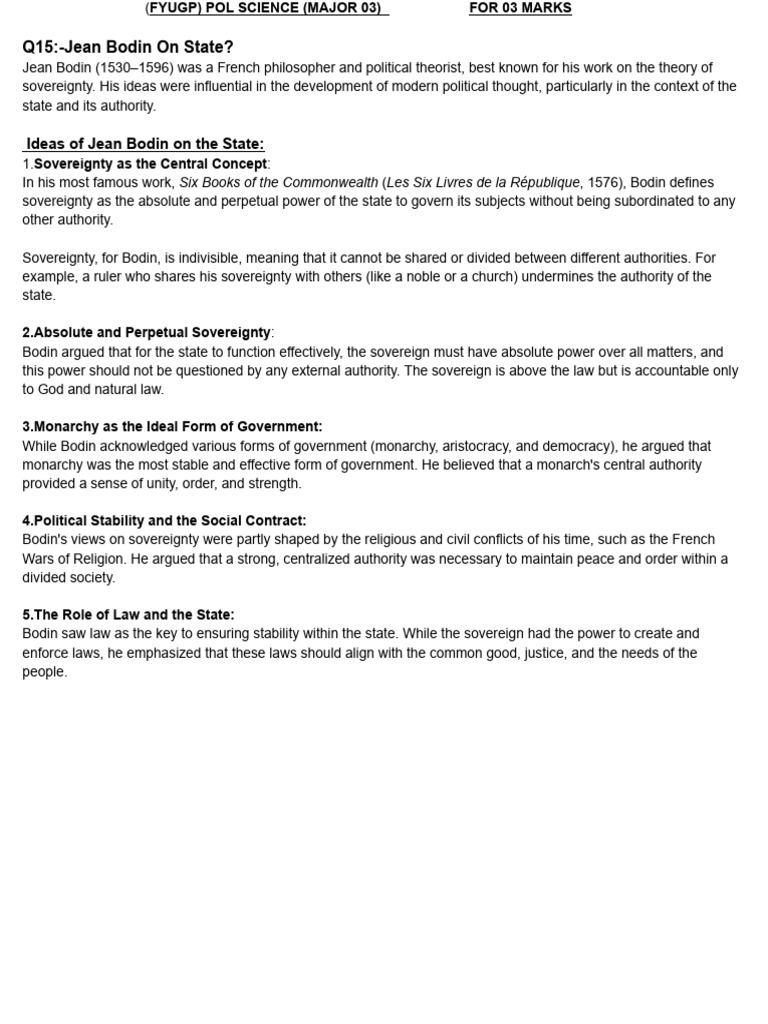 Q15_-Jean Bodin on State | PDF