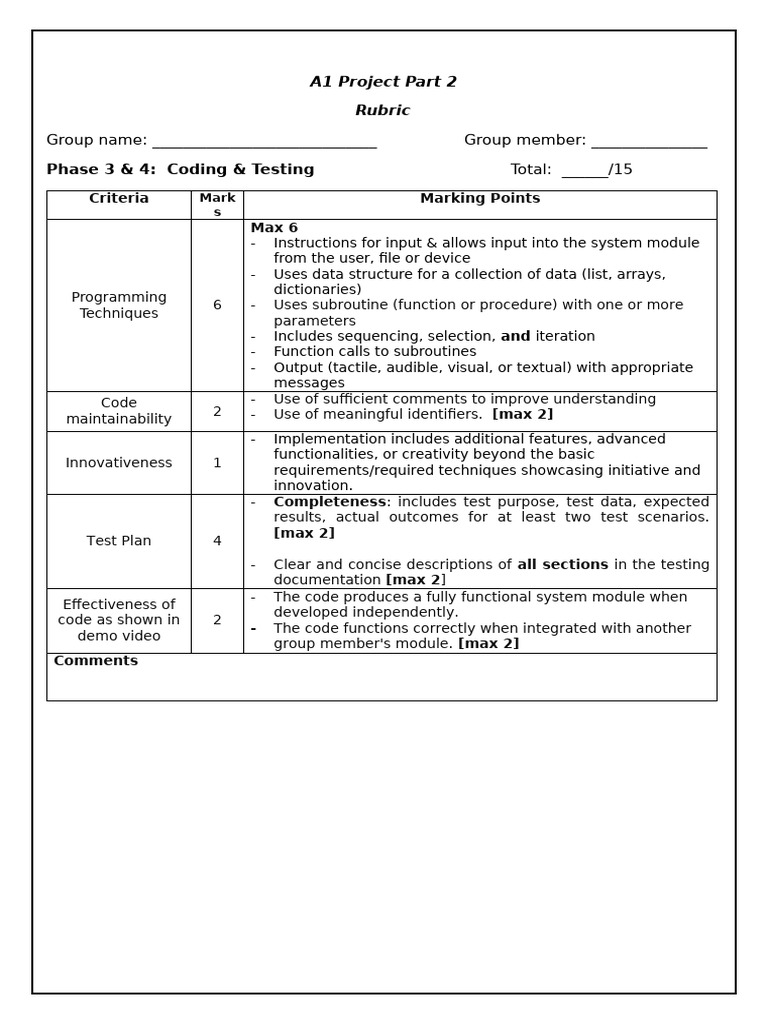 2_Project Part 2 Rubric | PDF