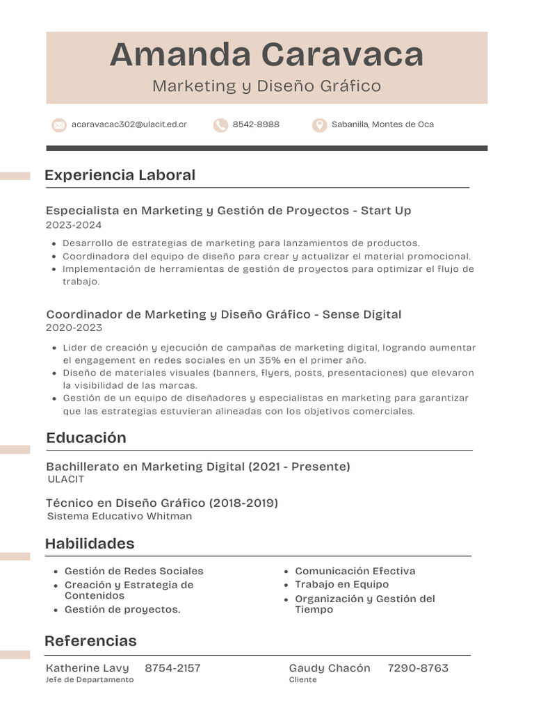 Curriculum Asistente Virtual Minimalista Crema | PDF