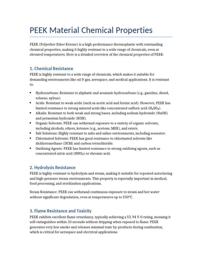 PEEK_Chemical_Properties_Datasheet | PDF | Solvent | Ether