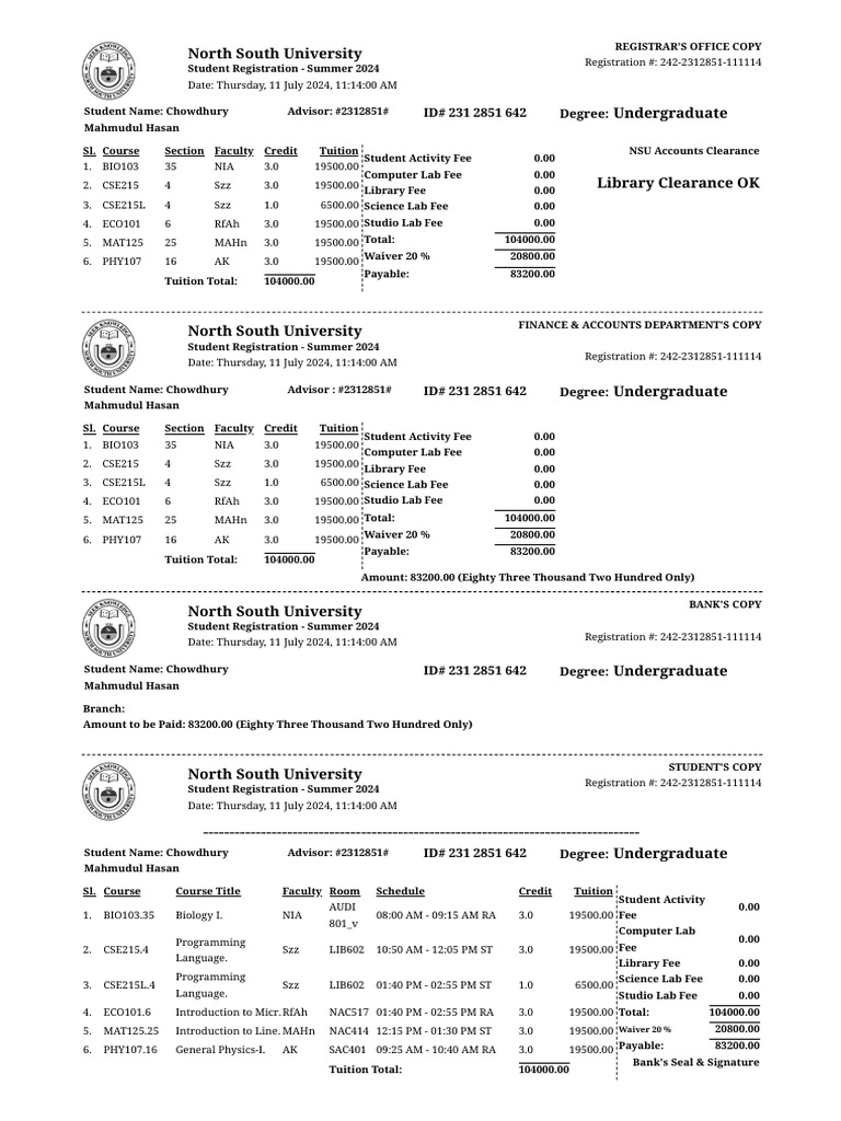 Rds3.Northsouth - Edu Index - PHP Students Print Slip Index NzI0Mjk | PDF