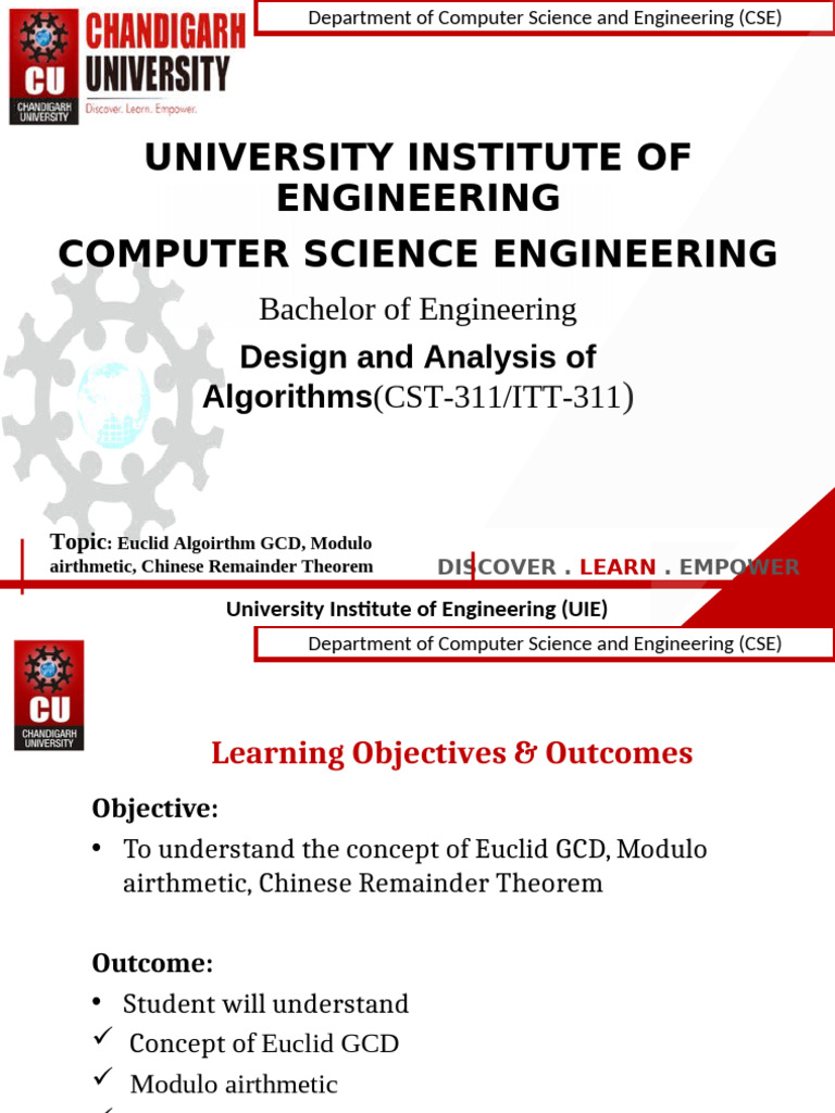 Euclid GCD & Modulo Arithmetic Guide | PDF | Arithmetic | Abstract Algebra