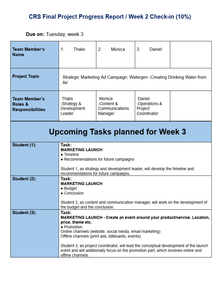 Final Project - Progress Report W2 | PDF