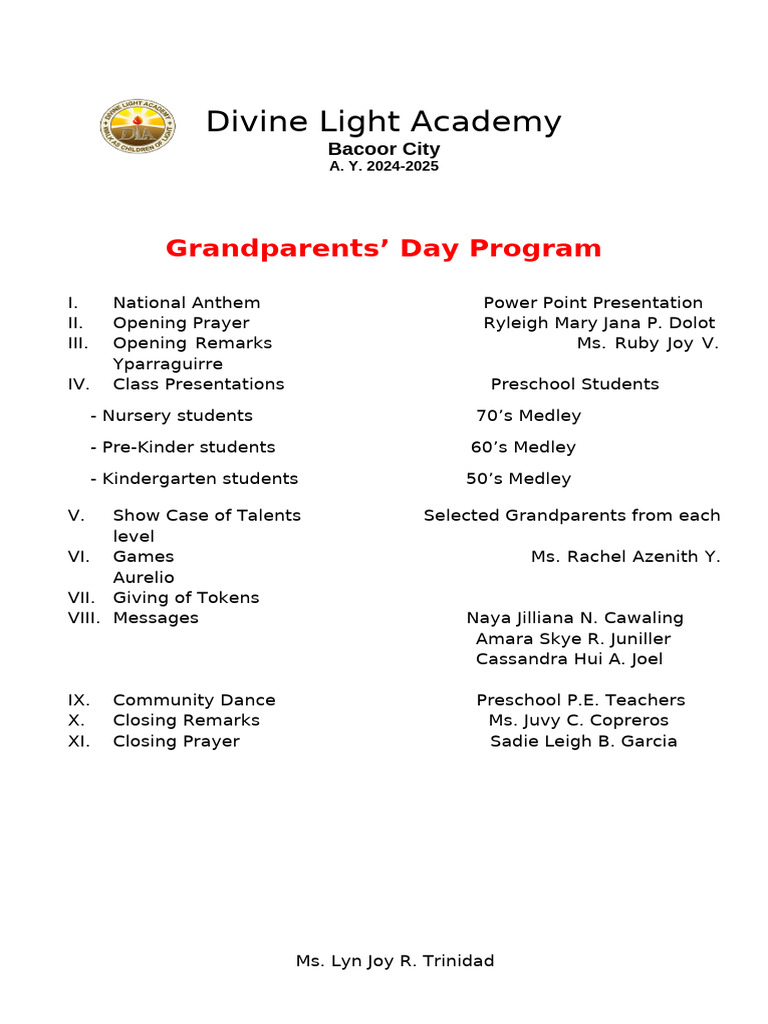 Grandparents Day Program 2 2 | PDF