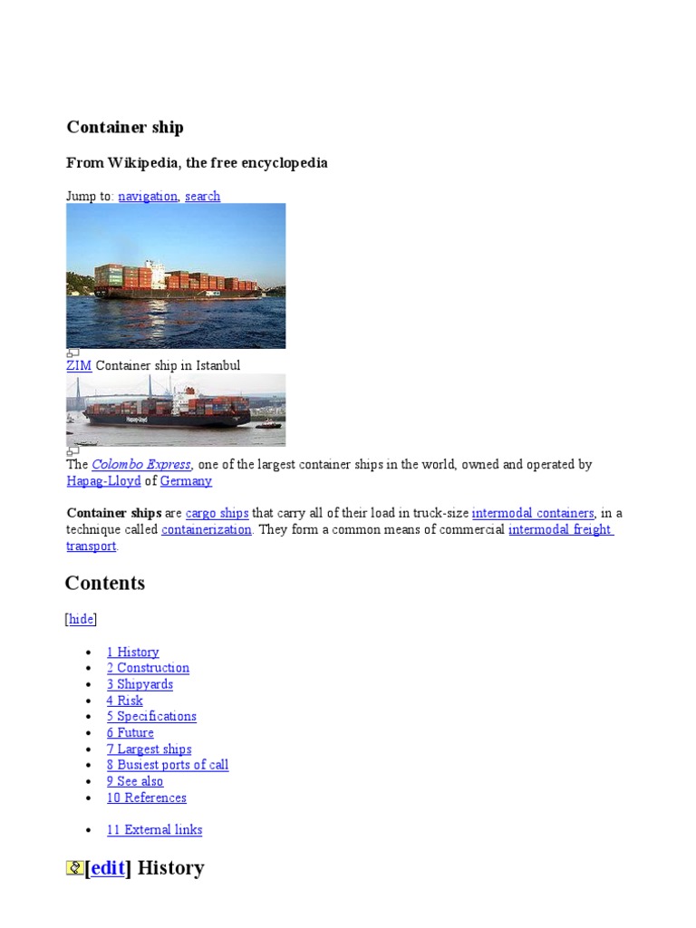 Container Ship Wikipedia 1 | PDF | Ships | Commercial Item Transport ...