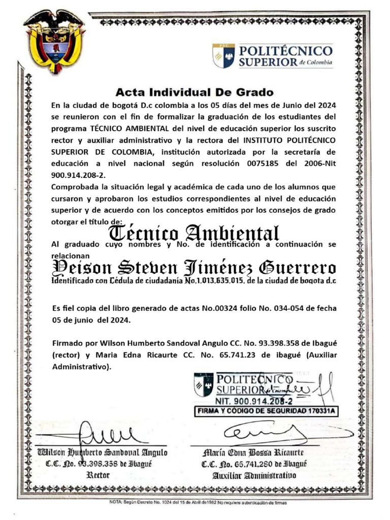 Yeison Acta Completa | PDF