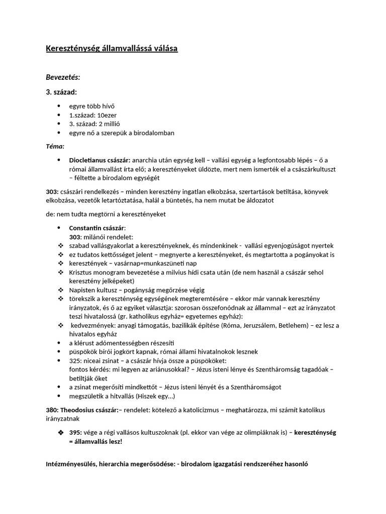 Kereszténység Államvallássá Válása | PDF