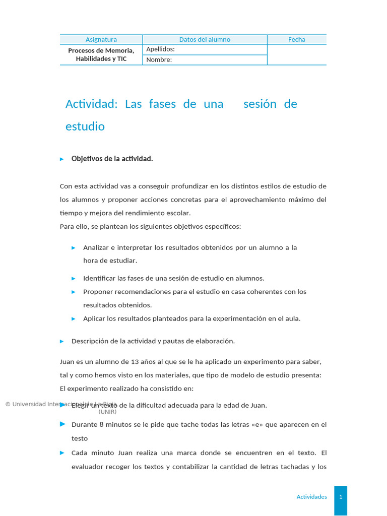 Fases de una Sesión de Estudio | PDF