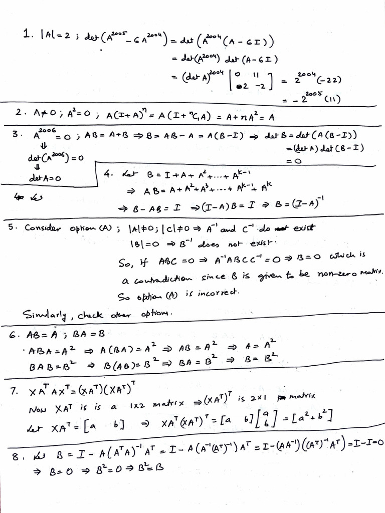 Matrices QUESTIONS | PDF