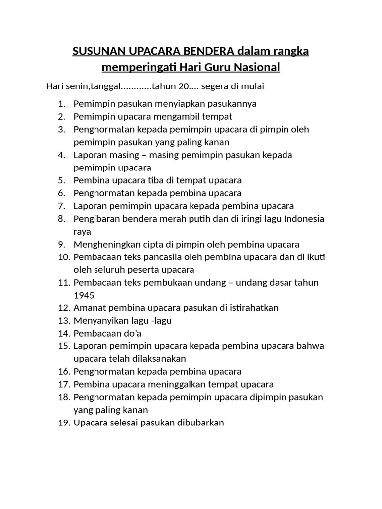 Susunan Upacara Bendera HGN | PDF