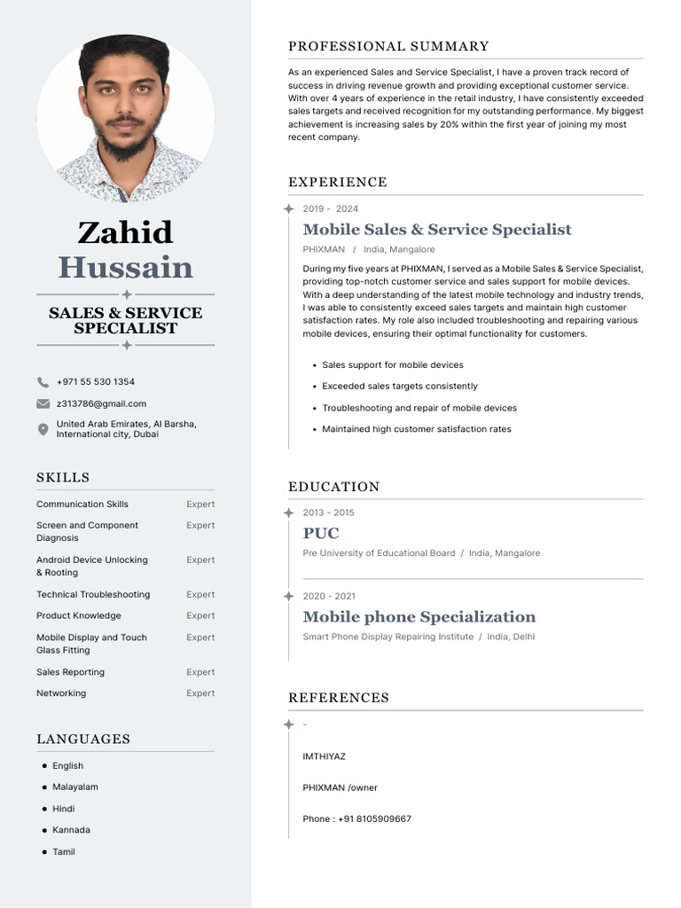 Zahid CV 3 | PDF | Smart Devices | Mobile Telecommunications User Equipment