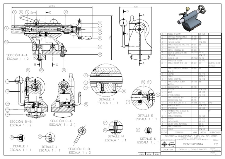 Plano de ensamble - Contrapunta | PDF | Arandela (Hardware) | Mecanizado