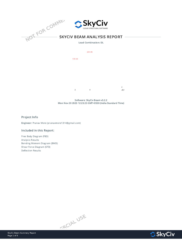 SkyCiv Beam Summary Report - W1IUjhjMaXcSvepSdFwrx8THwBqajLon | PDF ...