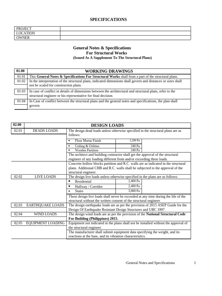 General Notes & Spec. 2017 | PDF | Concrete | Beam (Structure)