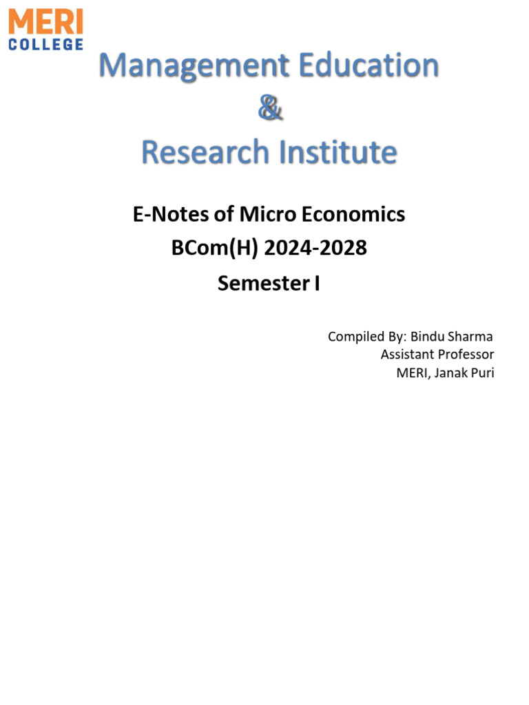 me unit 1 | PDF | Economics | Microeconomics
